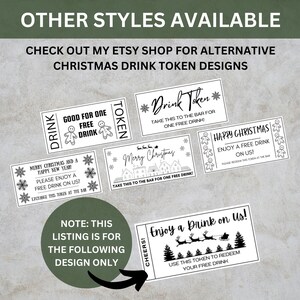 Printable Christmas Drink Tokens, Christmas Party Ticket, Christmas ...