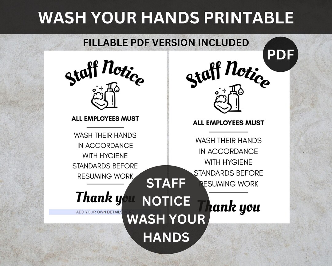 Staff Notice: Please Wash Your Hands, Hand Washing Instructions - A4 ...