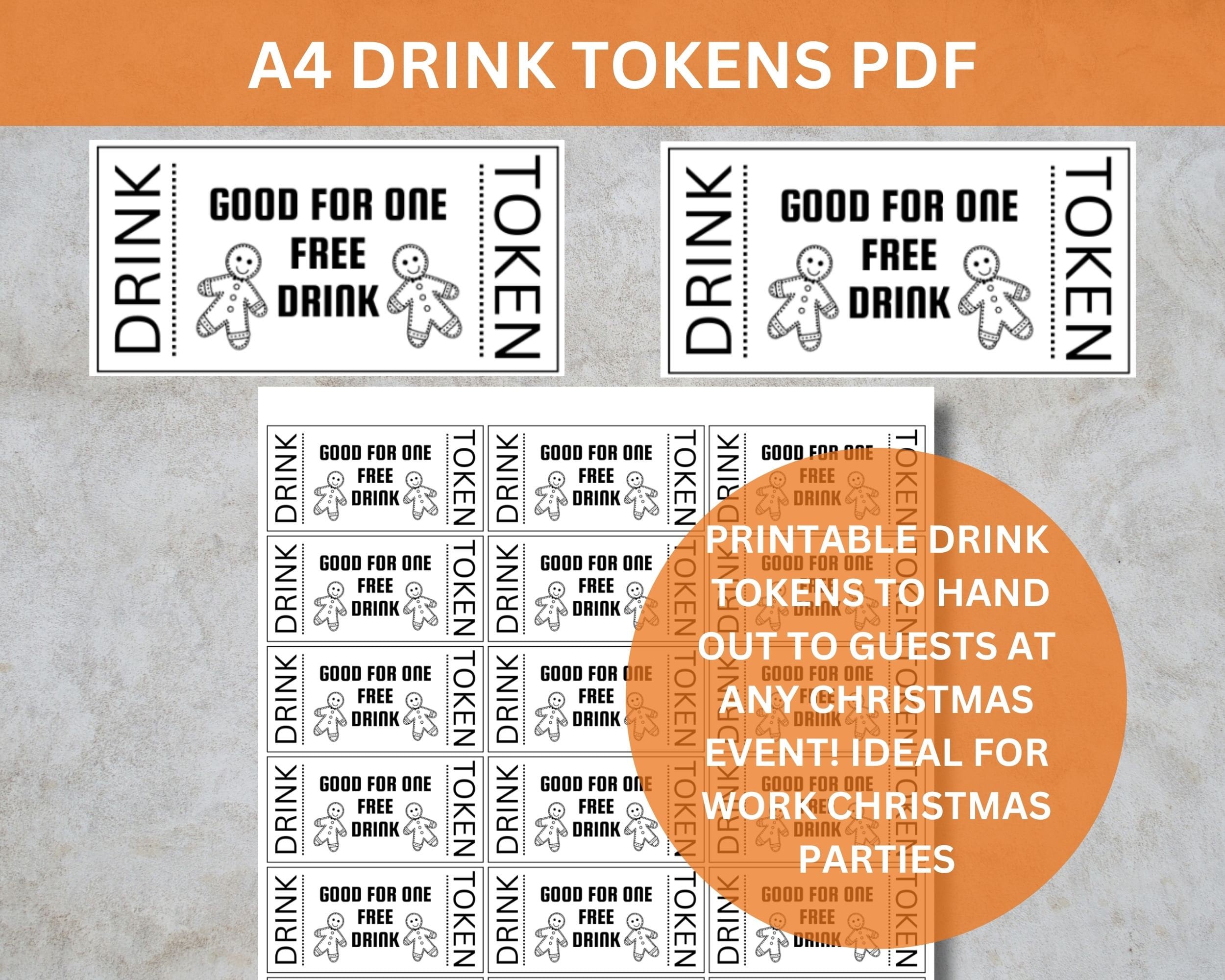 Printable Christmas Drink Tokens, Christmas Party Voucher, Christmas ...