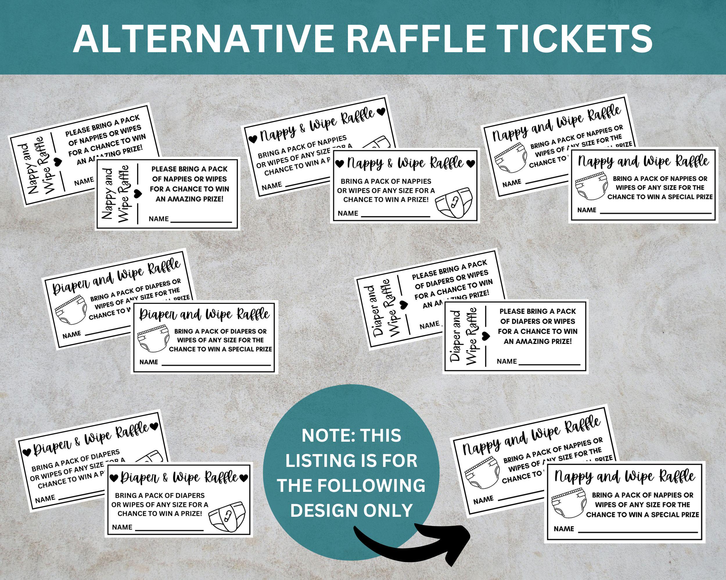 Printable Nappy and Wipe Raffle Ticket, Baby Nappy Raffle, Baby Shower ...