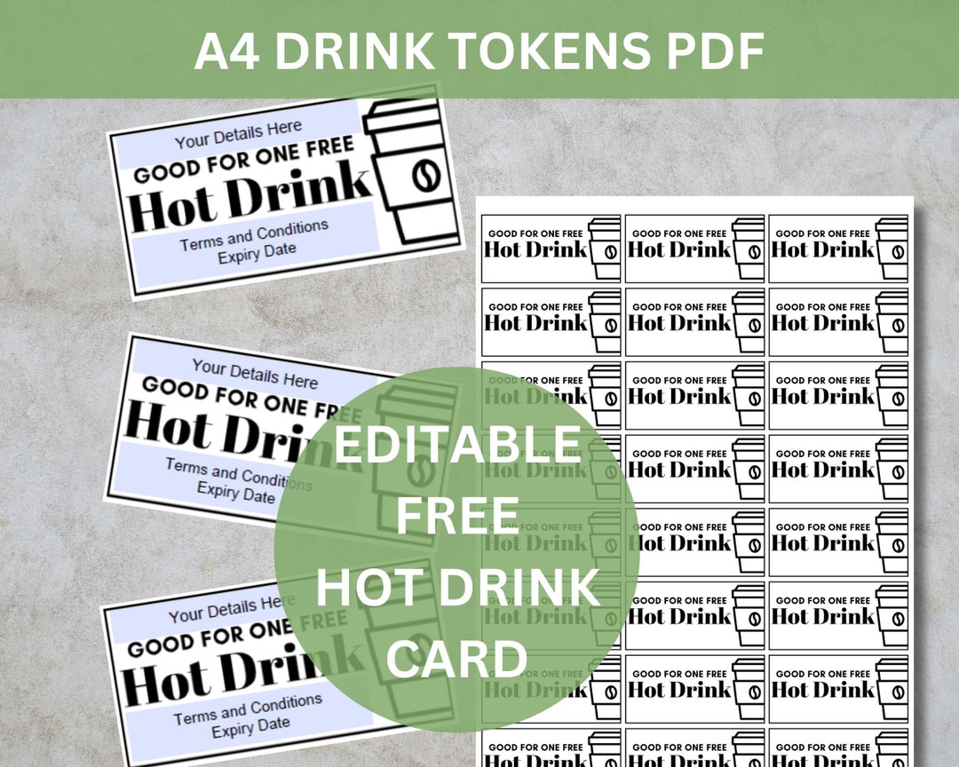 Free Coffee Coupon Card, Free Hot Drink Ticket, Coffee Shop Vouchers ...