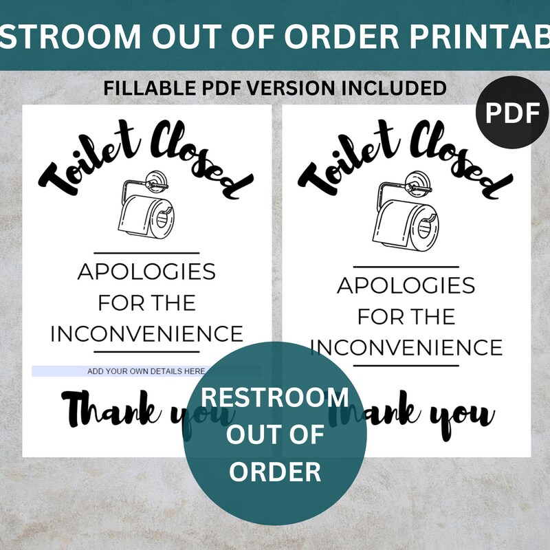 Out of Order Do Not Use Restroom - Etsy