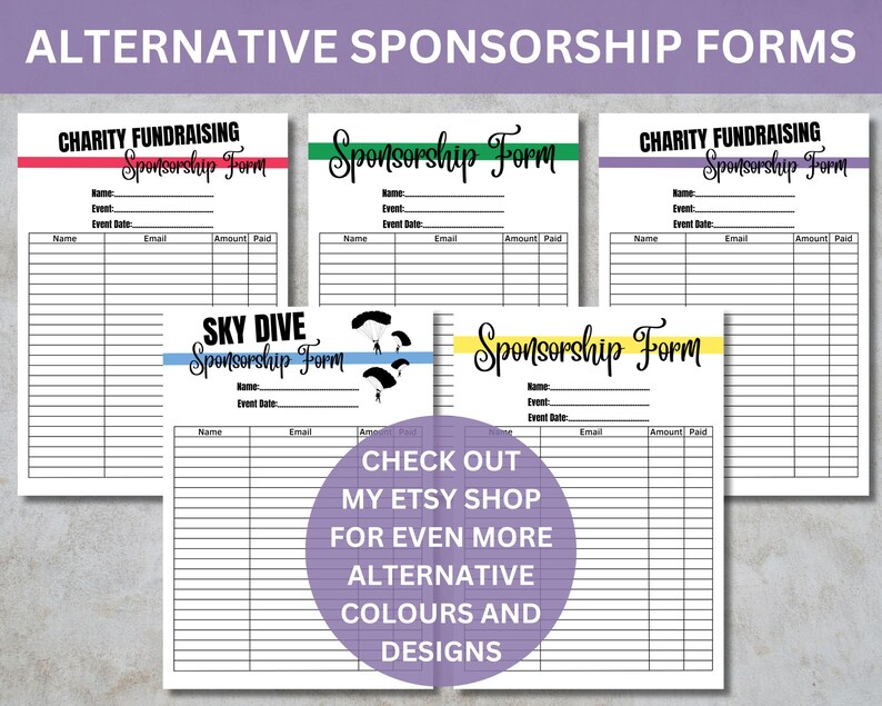 Charity Sponsorship Form, Printable Sponsorship Form, Fundraising ...
