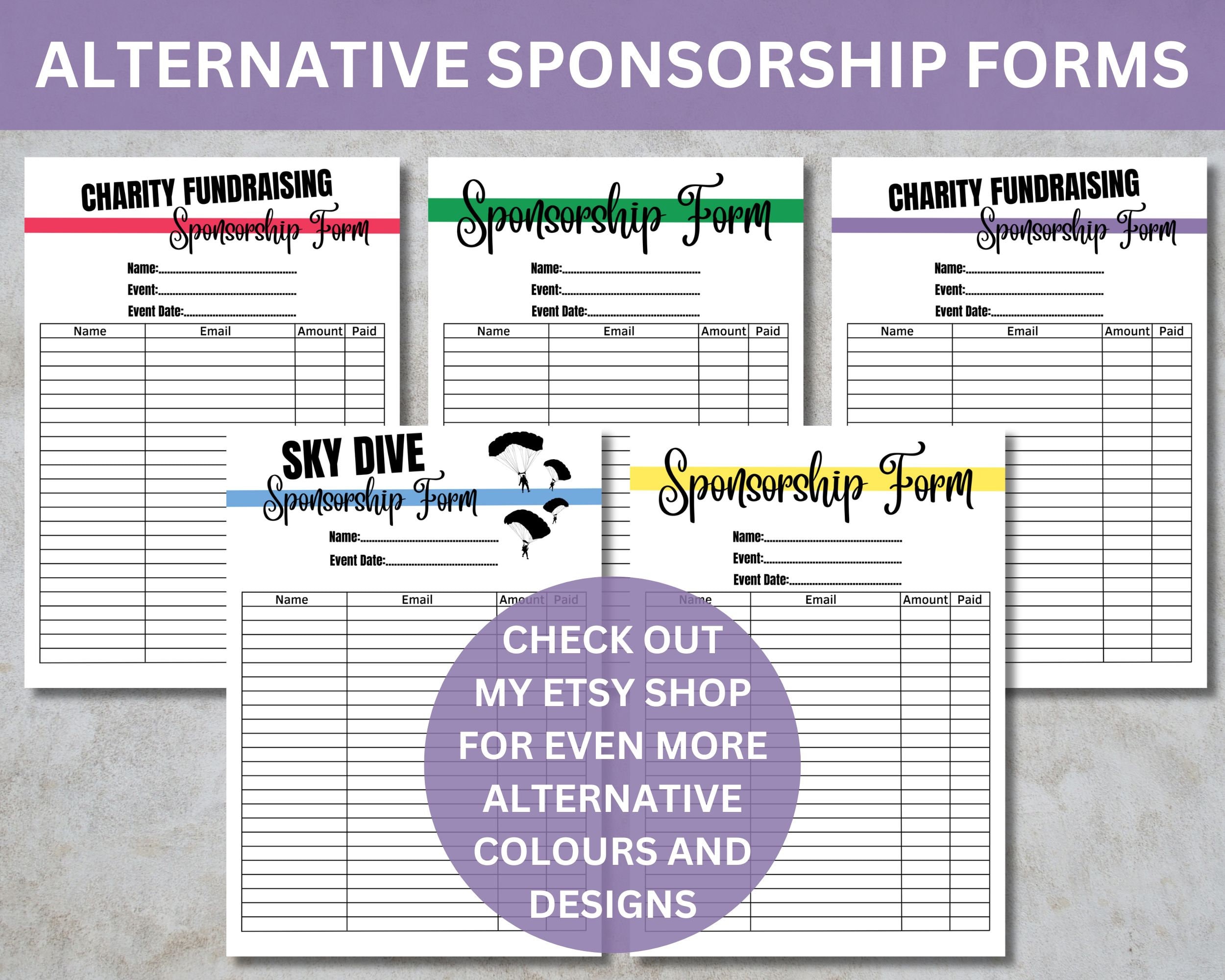 Charity Sponsorship Form, Printable Sponsorship Form, Fundraising ...