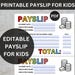 Editable Payslip for Kids, Printable Kids Pay Cheque, Chore Chart for ...
