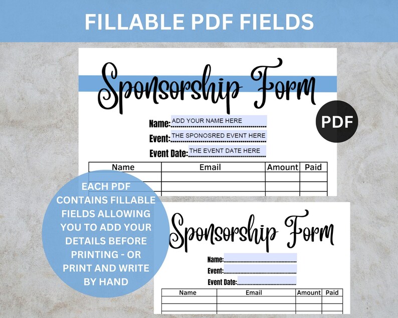 Printable Charity Sponsorship Form: A4 Fundraising Tracker (PDF) - Etsy