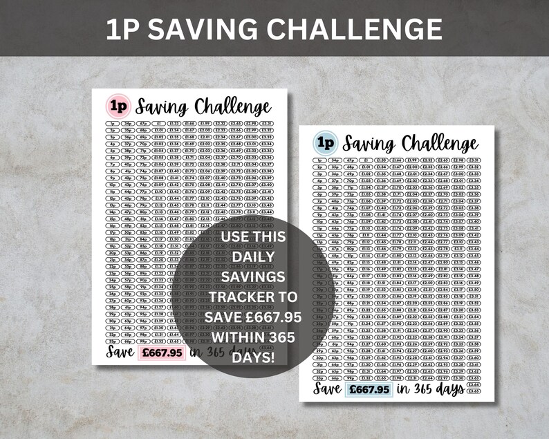 1p Saving Challenge Penny Saving Chart UK Saving Challenge - Etsy