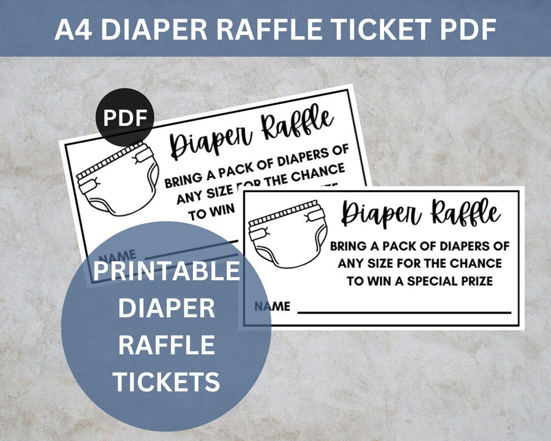 Printable Diaper Raffle Ticket, Baby Diaper Raffle, Baby Shower Raffle ...