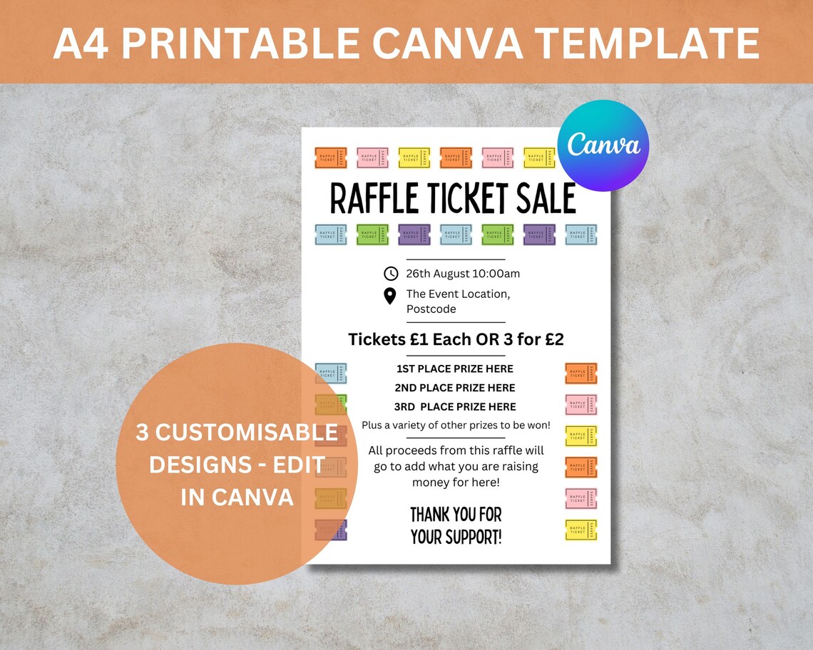 Raffle Ticket Sale Flyer, Event Raffle Flyer, Charity Raffle Poster ...