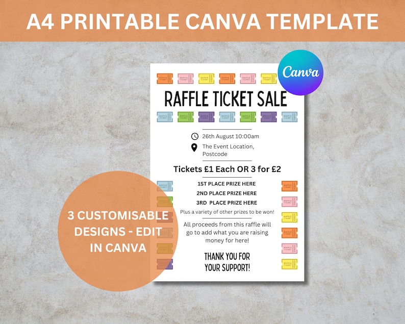 Raffle Ticket Sale Flyer, Event Raffle Flyer, Charity Raffle Poster ...