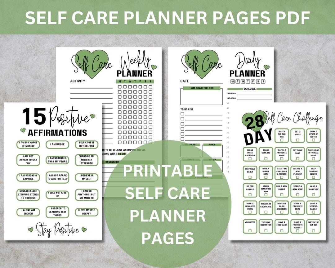 Printable Self-care Planner, Self Care Journal Pages, Habit Tracker ...