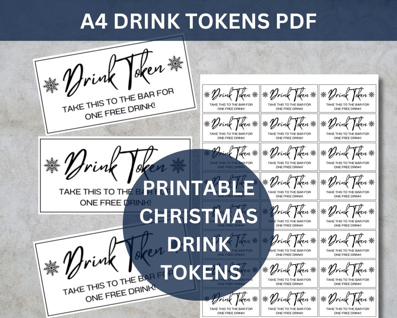 Printable Christmas Drink Tokens, Christmas Drink Voucher, Christmas ...