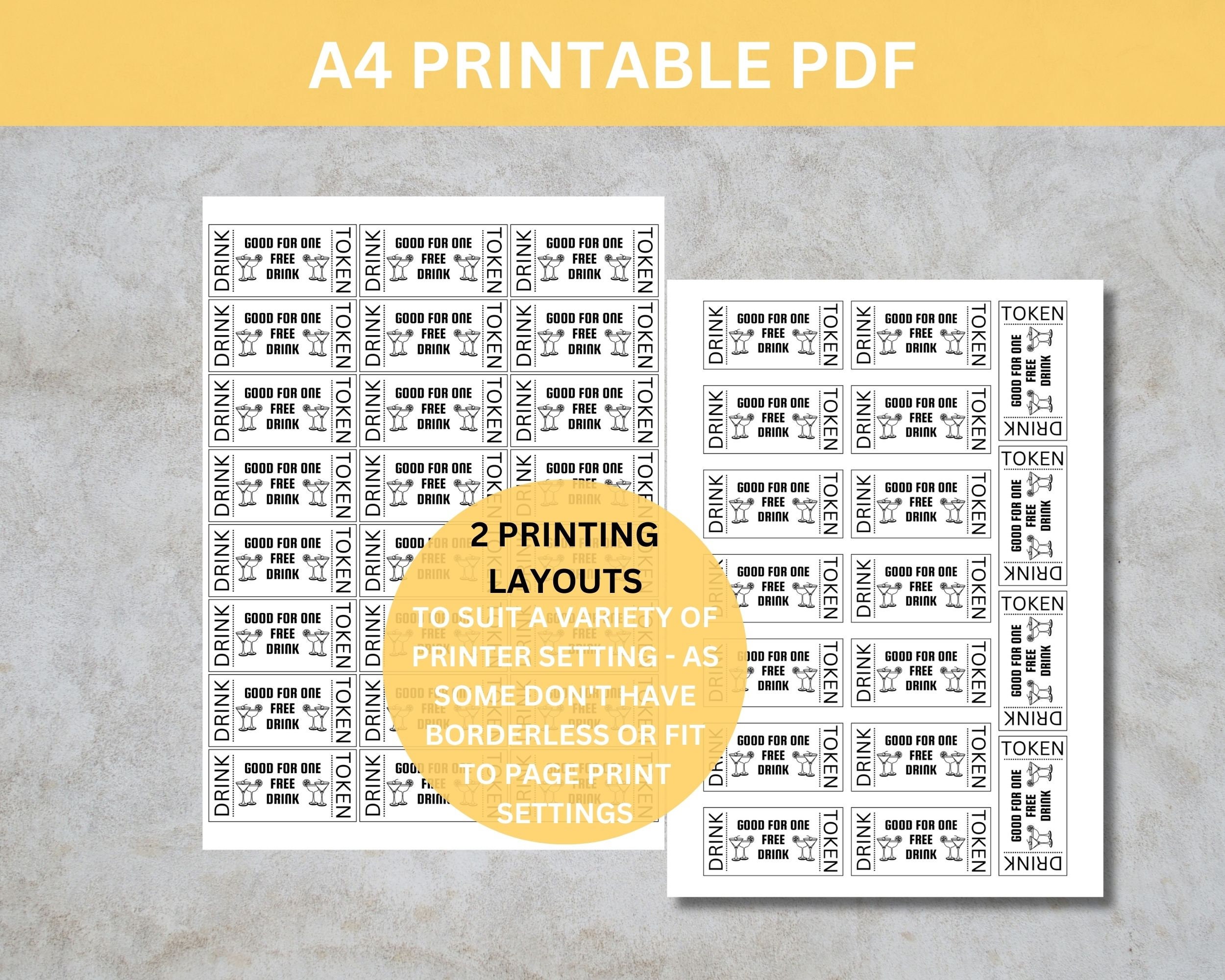Printable Drink Tokens for Your Event Wedding Drink Tickets - Etsy
