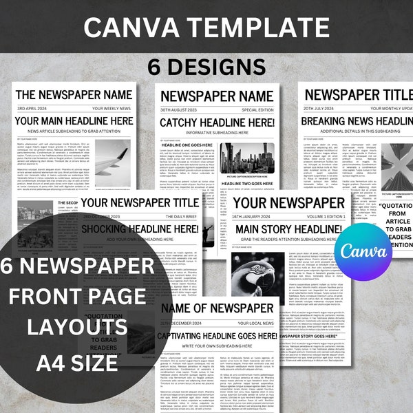 Newspaper Template - Etsy