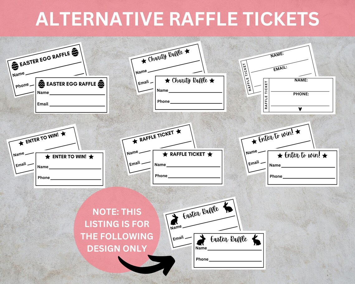 Printable Easter Raffle Tickets, PDF Fundraiser Entry, Enter to Win ...