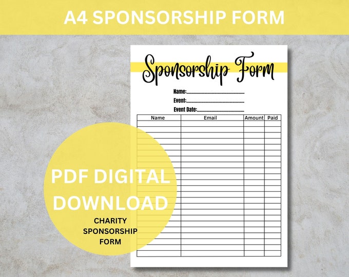 Sponsorship Form Template, Sponsorship Form, Sponsorship Template ...