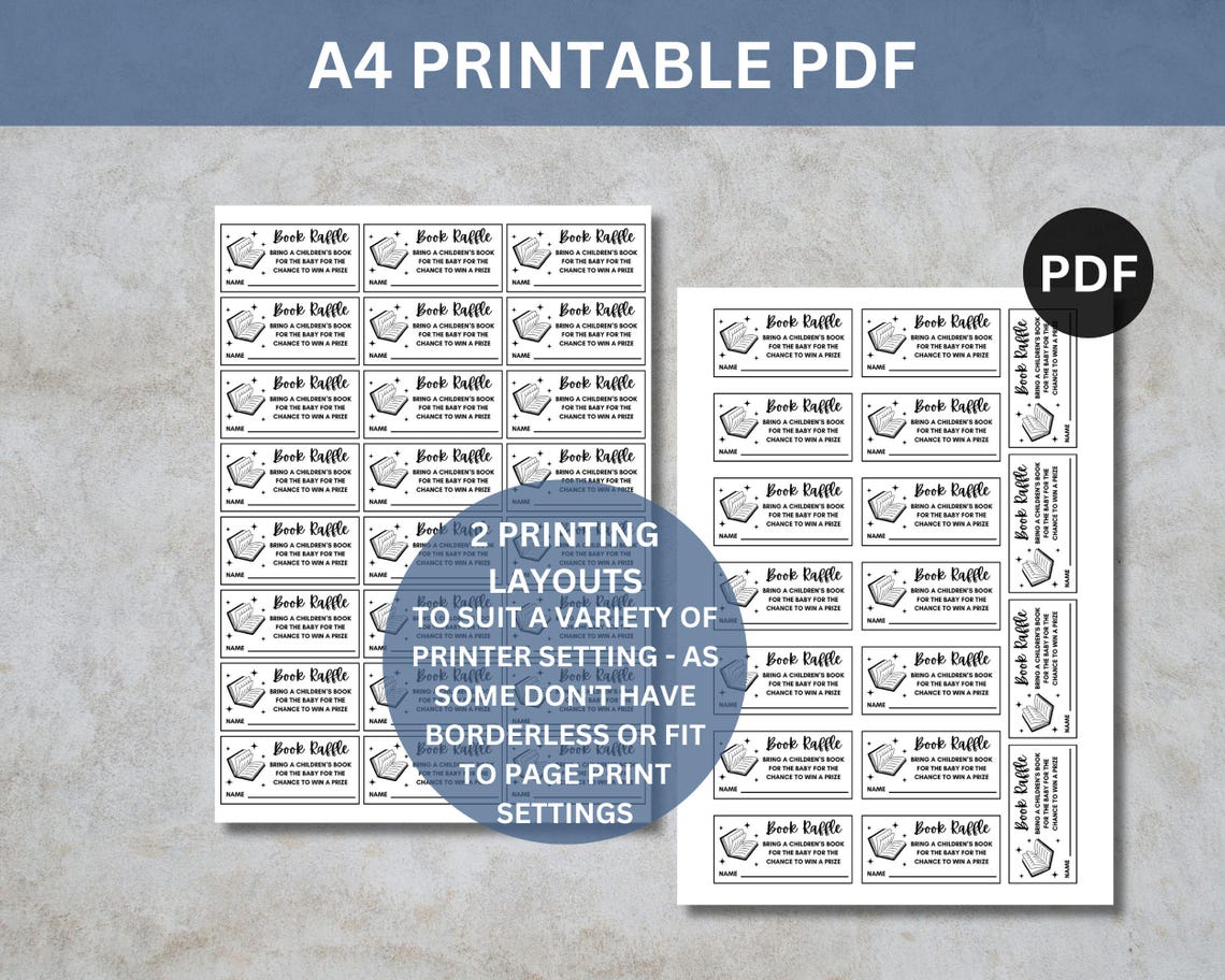 Baby Shower Book Raffle Ticket: A4 Printable (PDF) - Etsy