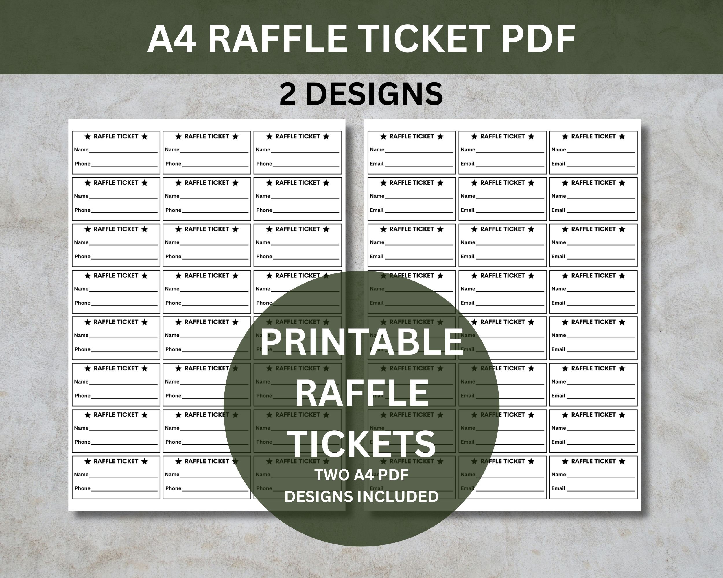 Printable Raffle Tickets, Event Raffle Tickets, Charity Raffle Tickets ...