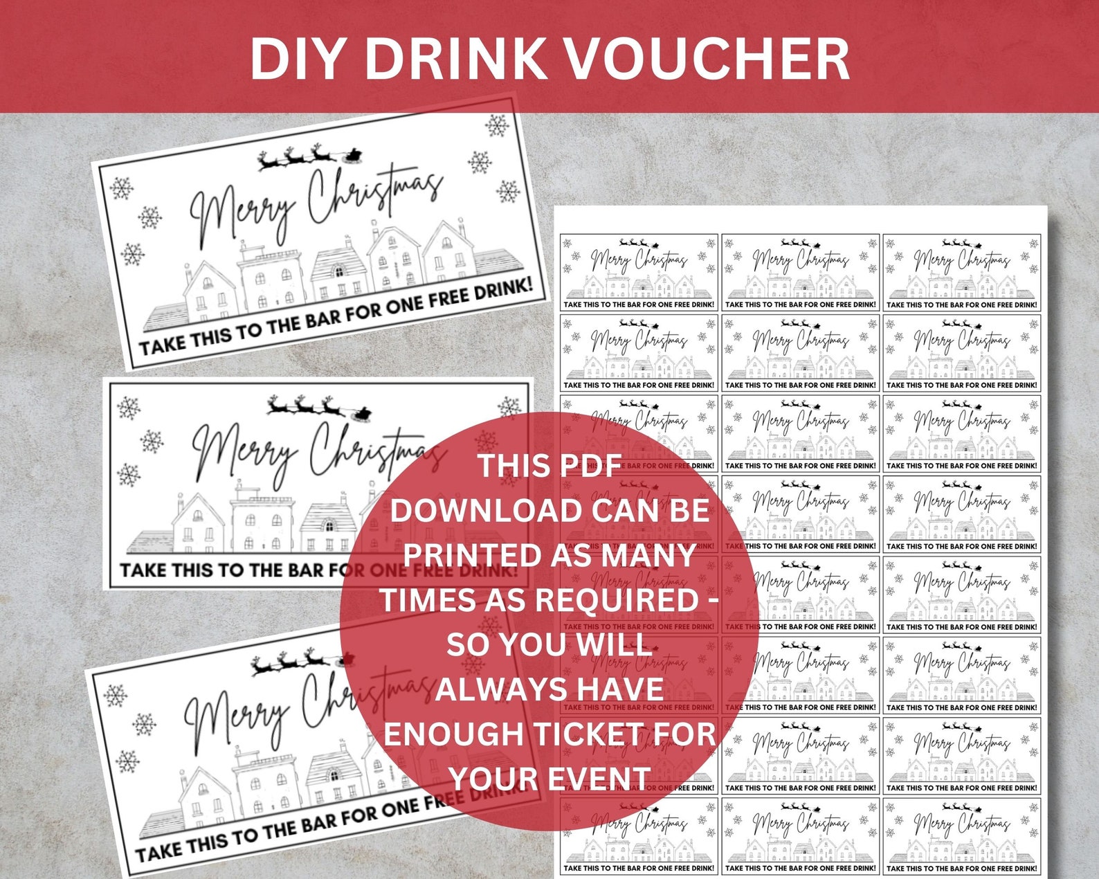 Printable Christmas Drink Tokens, Holiday Voucher (PDF) - Etsy
