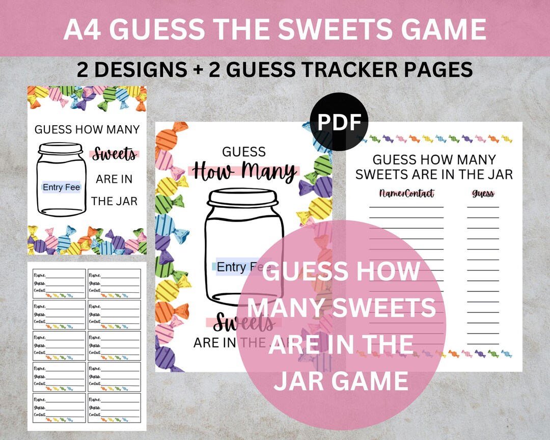 Guess How Many Sweets Game: Printable Charity Fundraiser (PDF Download ...