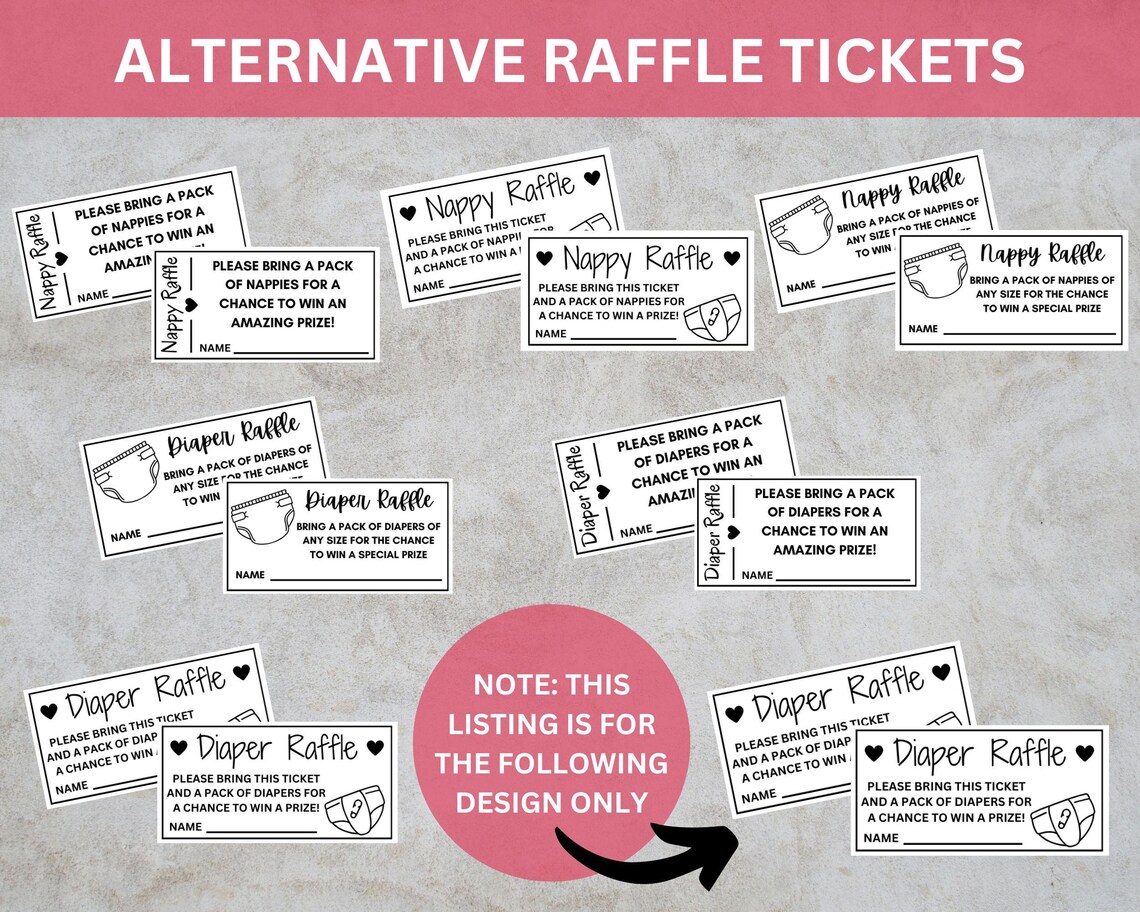 Printable Diaper Raffle Tickets: Baby Shower Game (PDF) - Etsy