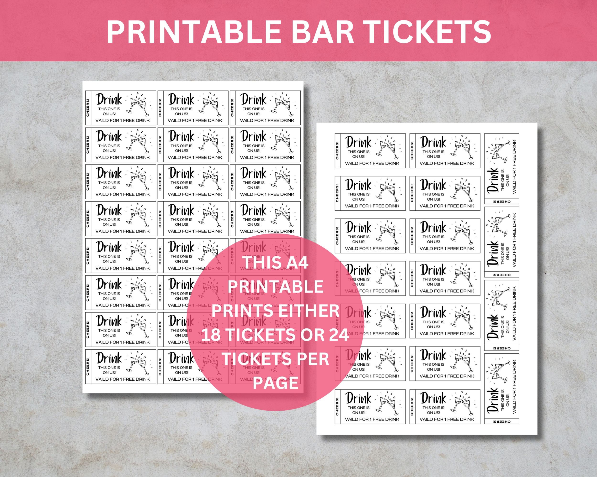 Printable Drink Tokens PDF, Wedding Drink Tickets, Free Drink Ticket ...