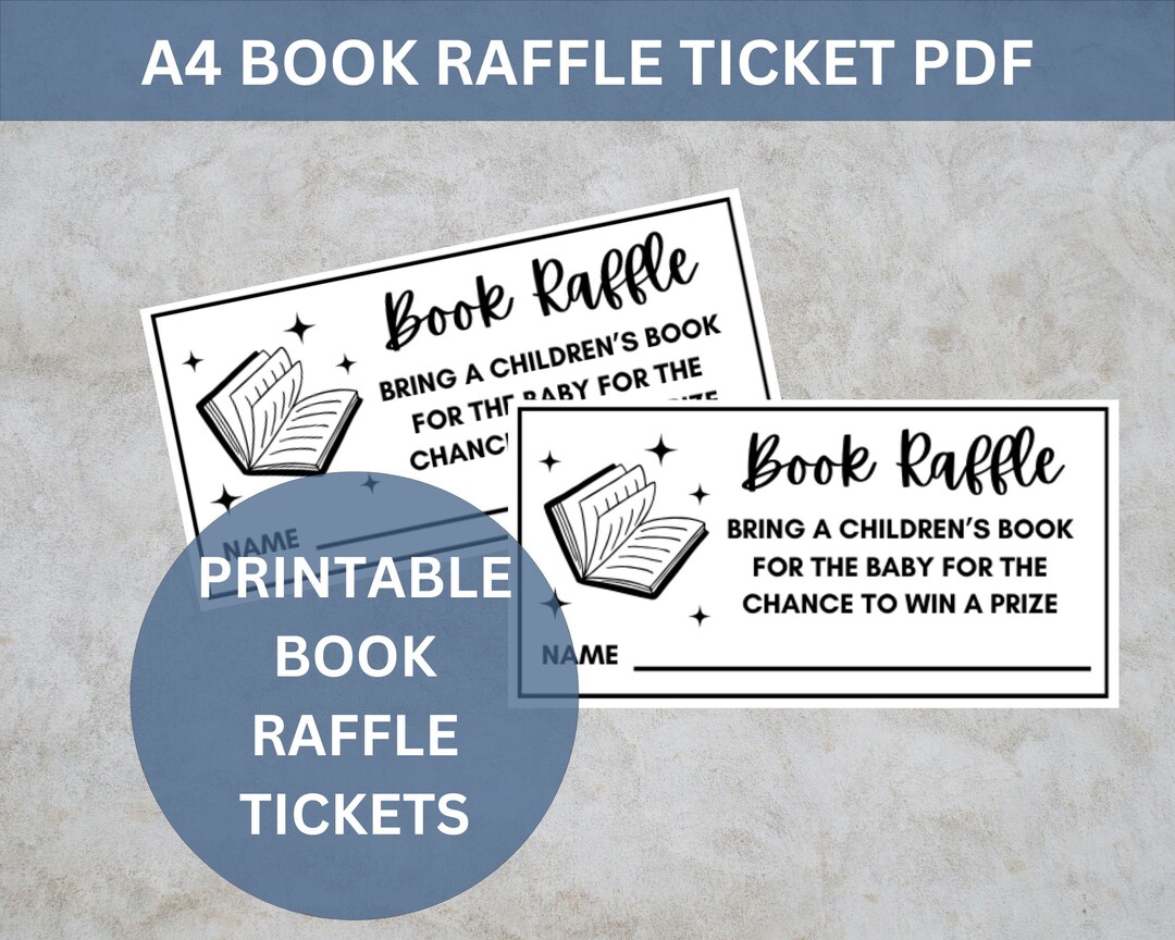 Printable Book Raffle Ticket, Baby Book Raffle, Baby Shower Raffle ...