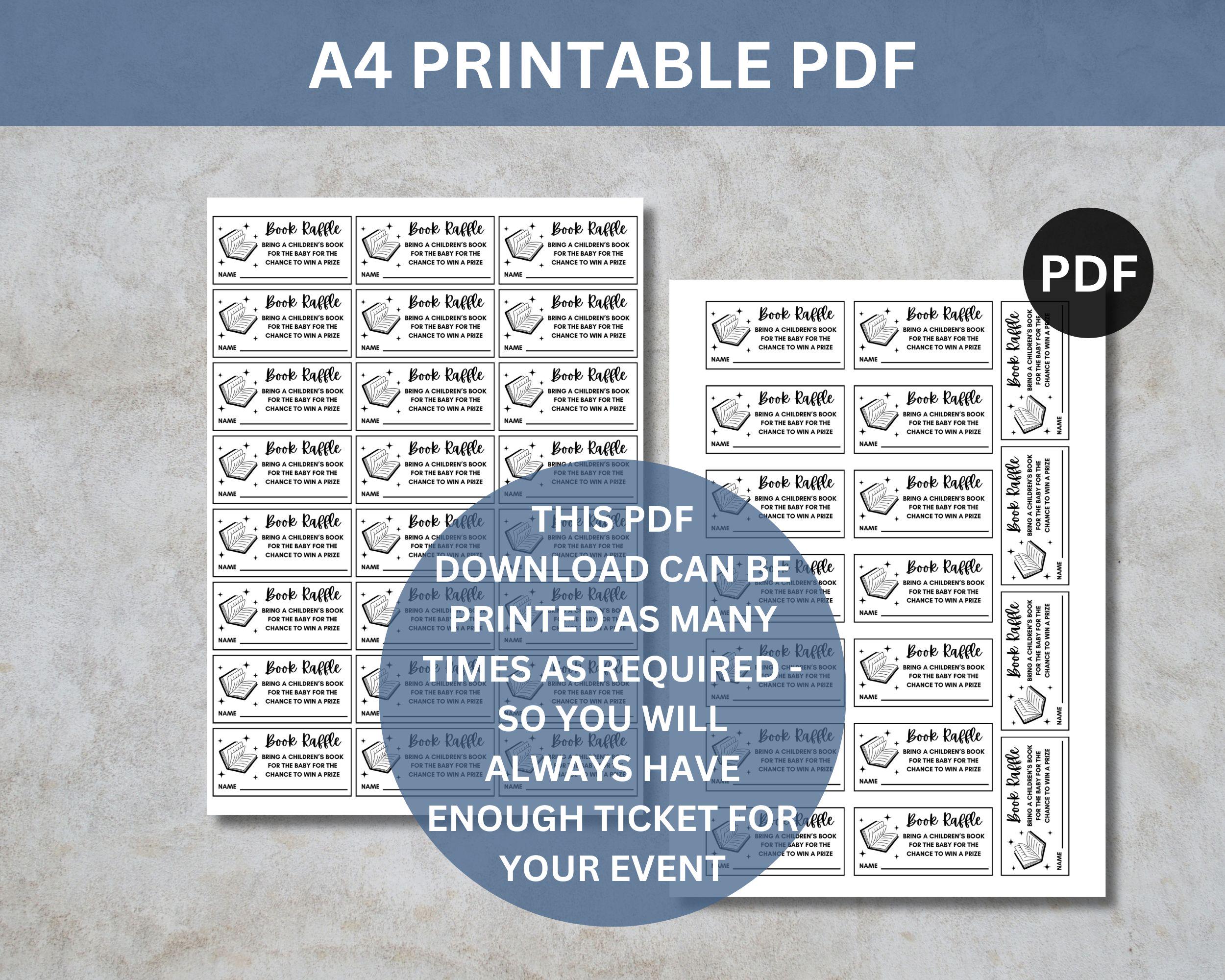 Baby Shower Book Raffle Ticket: A4 Printable (PDF) - Etsy