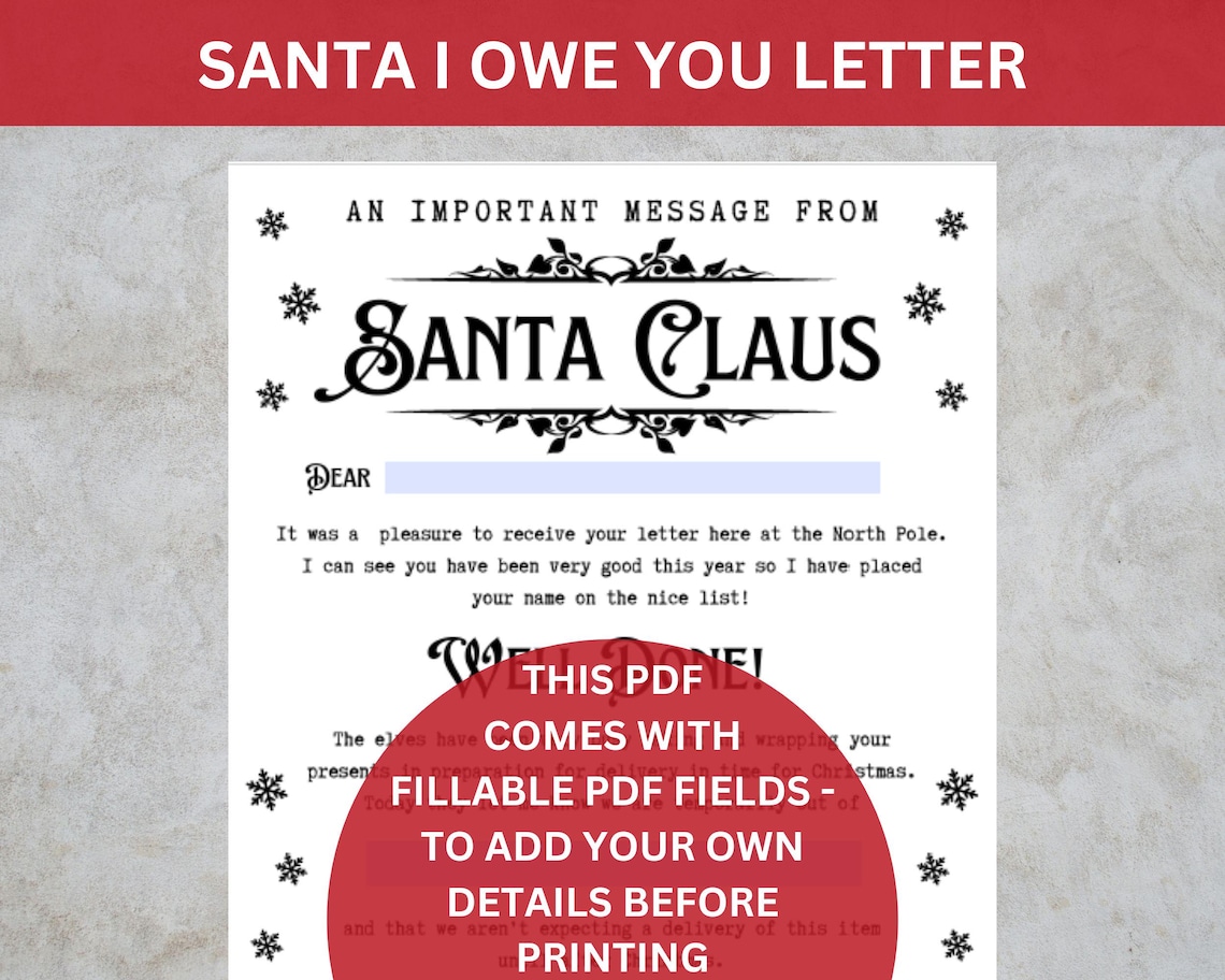 Printable Santa Apologies Letter, Missing Christmas Gift Letter, North ...