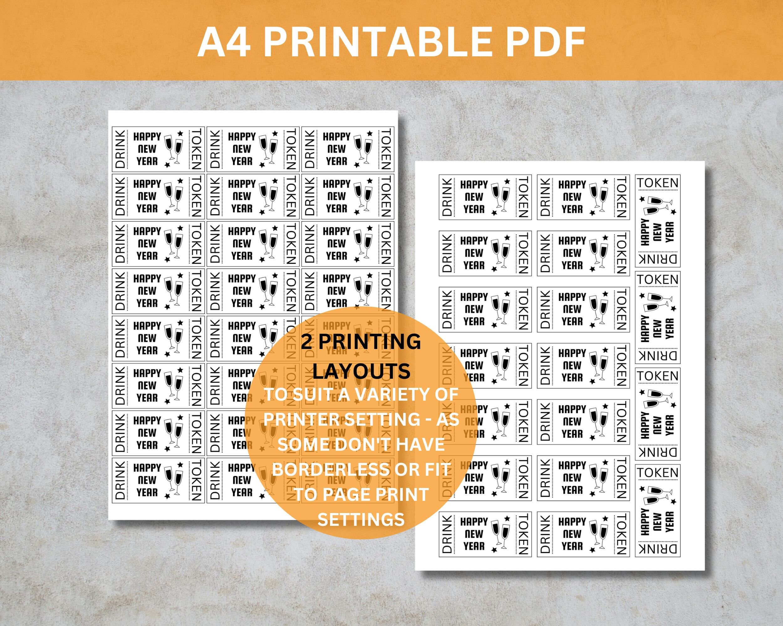 Printable New Year Drink Tokens New Year Party Voucher New - Etsy