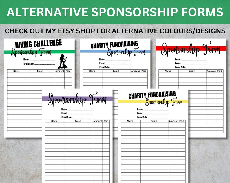 Printable Charity Sponsorship Form: A4 Fundraiser Sheet (PDF) - Etsy