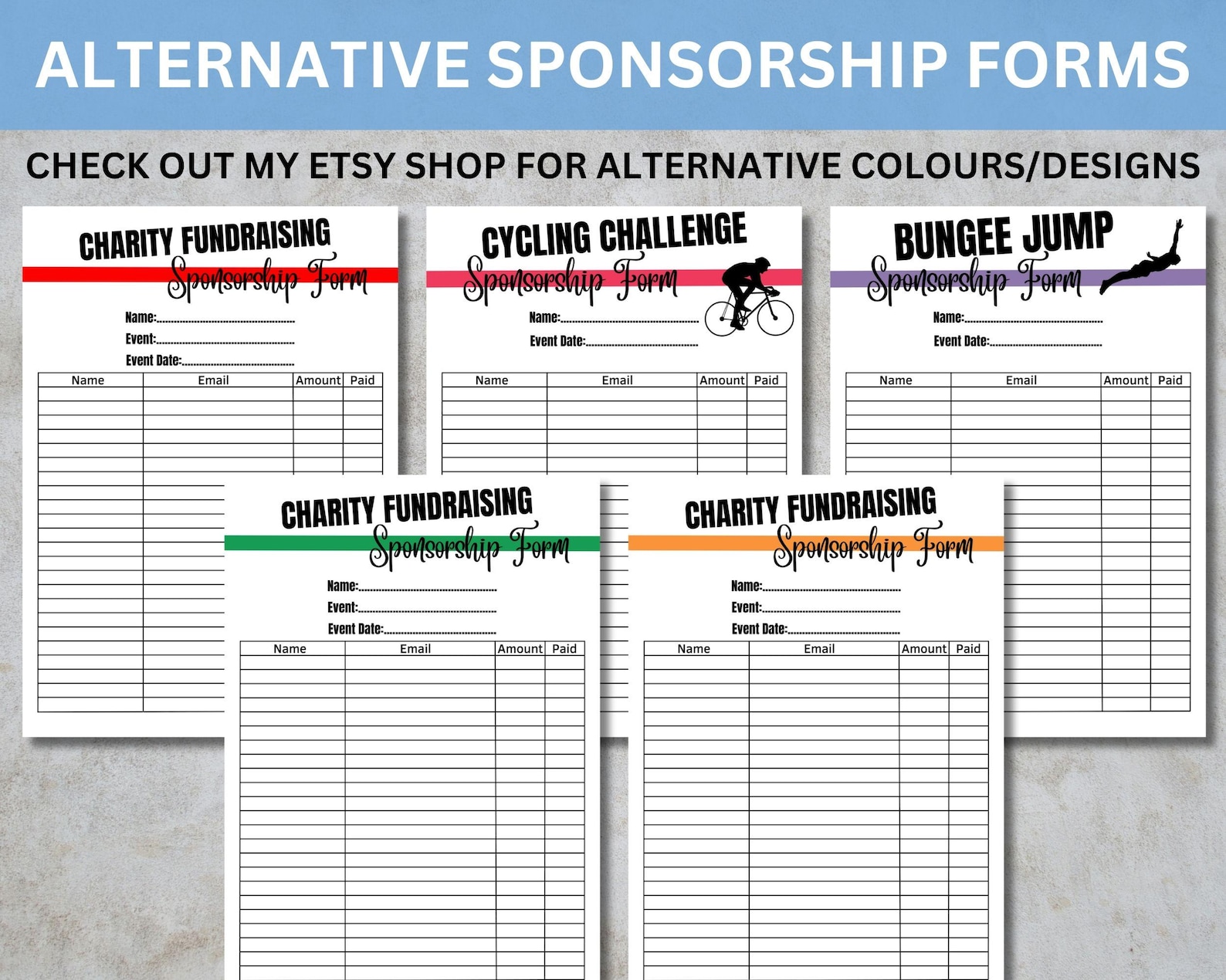 Sponsorship Form, Printable Charity Sponsorship Form, Fundraising ...