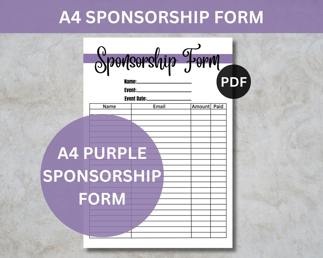 Charity Sponsorship Form, Printable Sponsorship Form, Fundraising ...