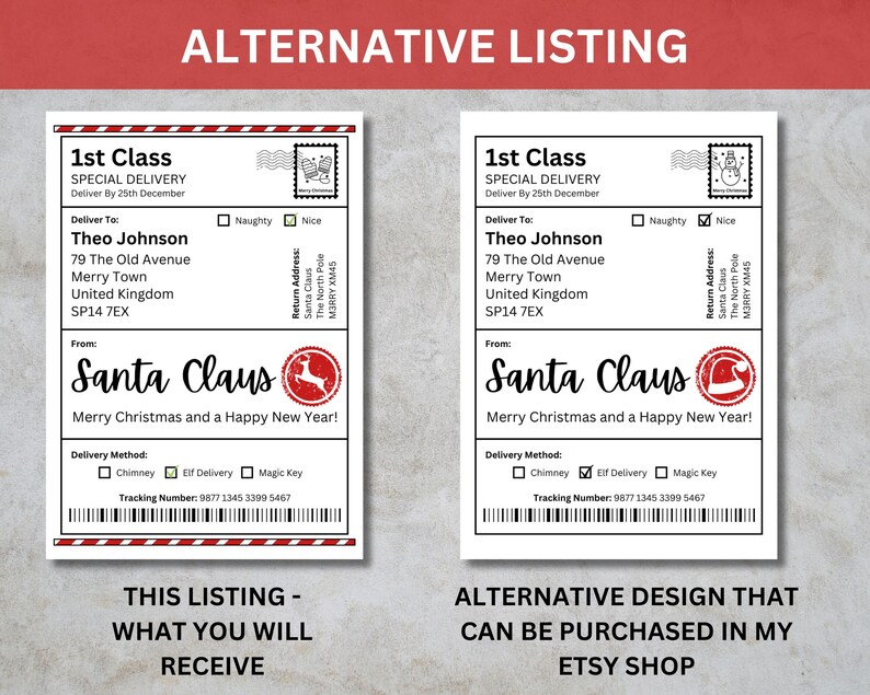Printable Santa Shipping Label, North Pole Delivery Label, North Pole ...