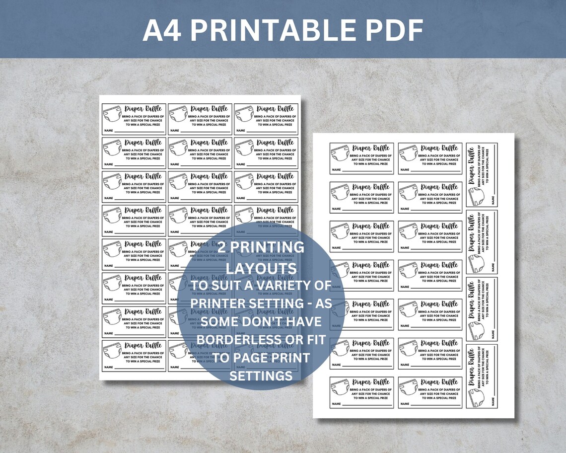 Printable Diaper Raffle Ticket, Baby Diaper Raffle, Baby Shower Raffle ...