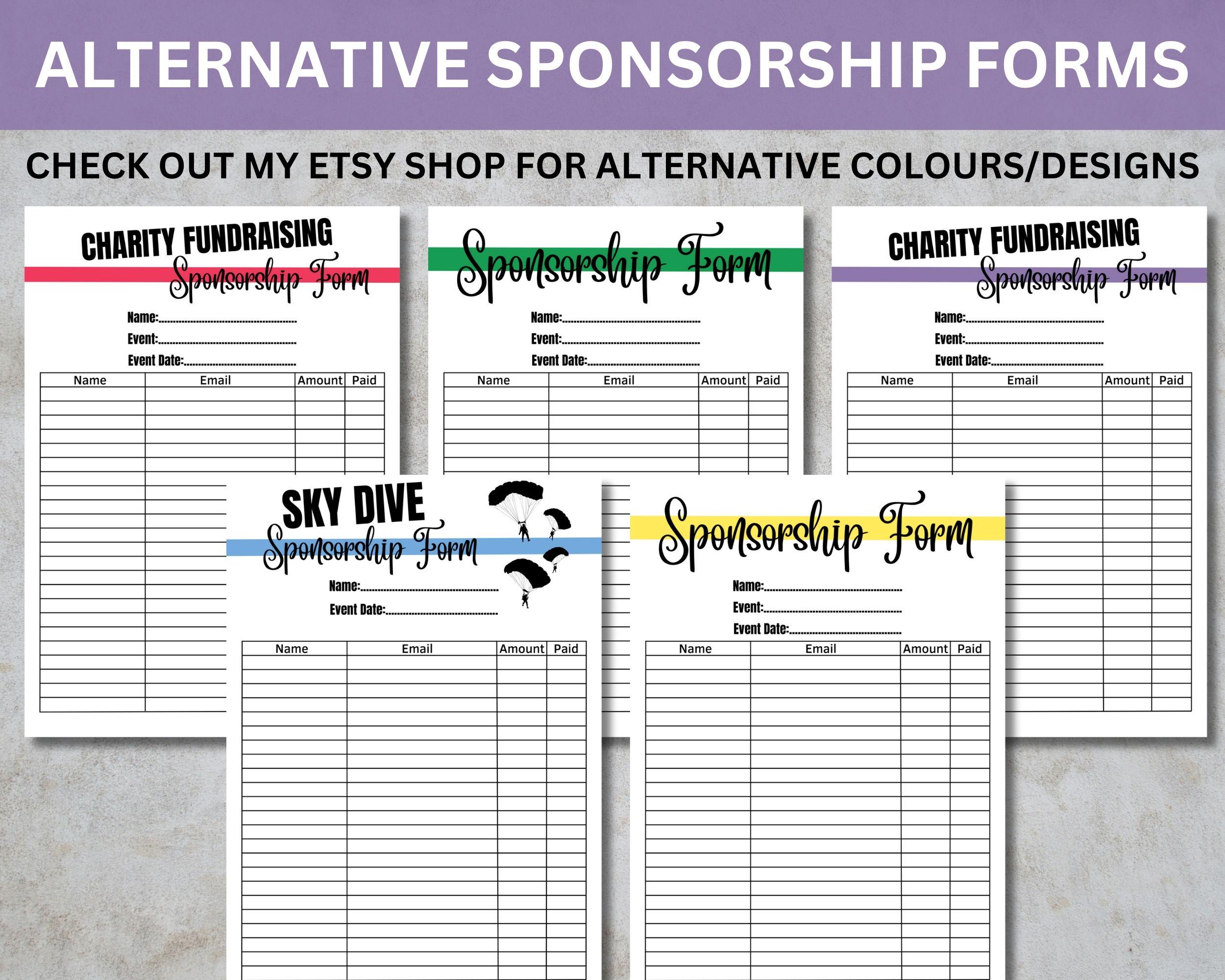 Charity Sponsorship Form, Printable Sponsorship Form, Fundraising ...