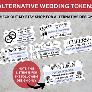 Editable Wedding Drink Tokens, Customisable Wedding Drink Token ...