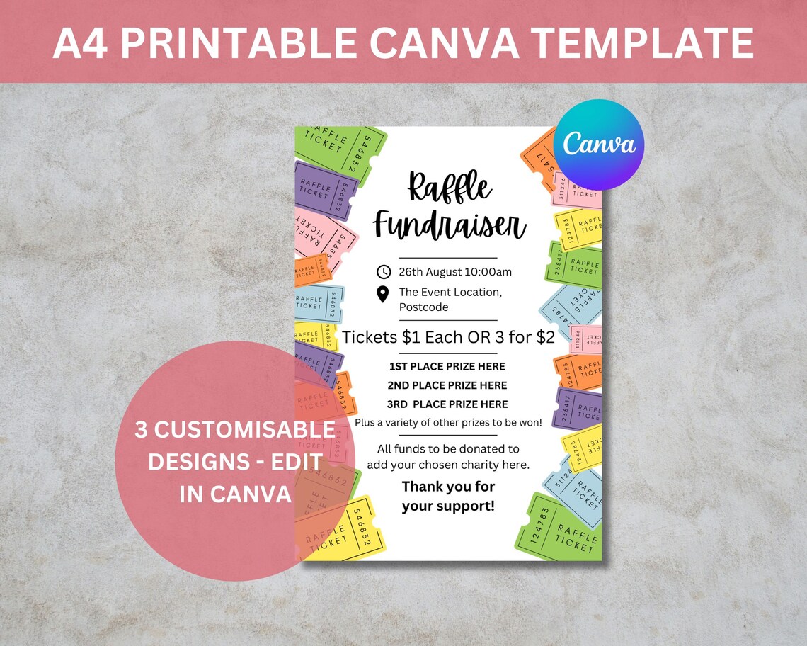 Raffle Fundraiser Flyer, Event Raffle Flyer, Charity Raffle Poster ...