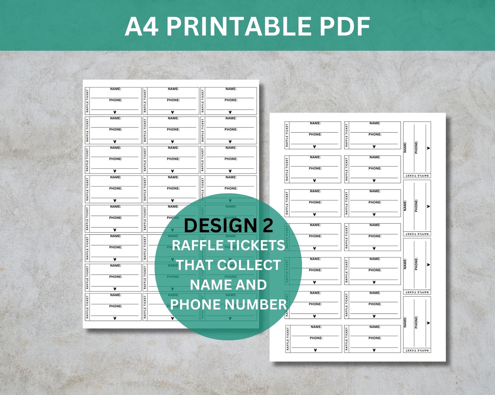 Printable Raffle Tickets: A4 PDF Ticket Sheet for Charity Events - Etsy