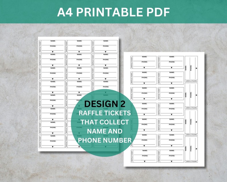 Printable Raffle Tickets: A4 PDF Ticket Sheet for Charity Events - Etsy