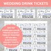 Editable Wedding Drink Tokens, Wedding Drink Tickets, Customisable ...