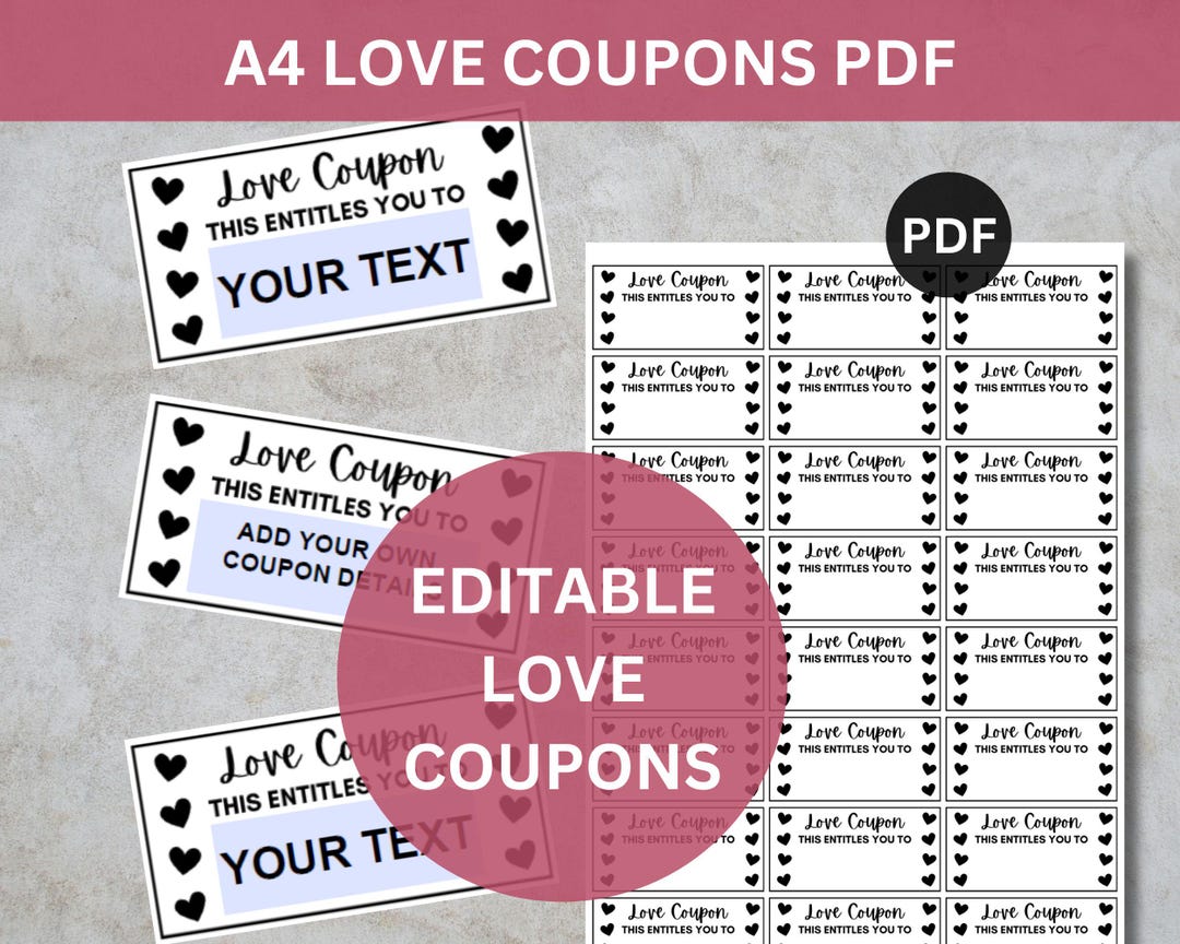 Printable I Owe You Tokens - Editable Love Vouchers - A4 PDF for ...