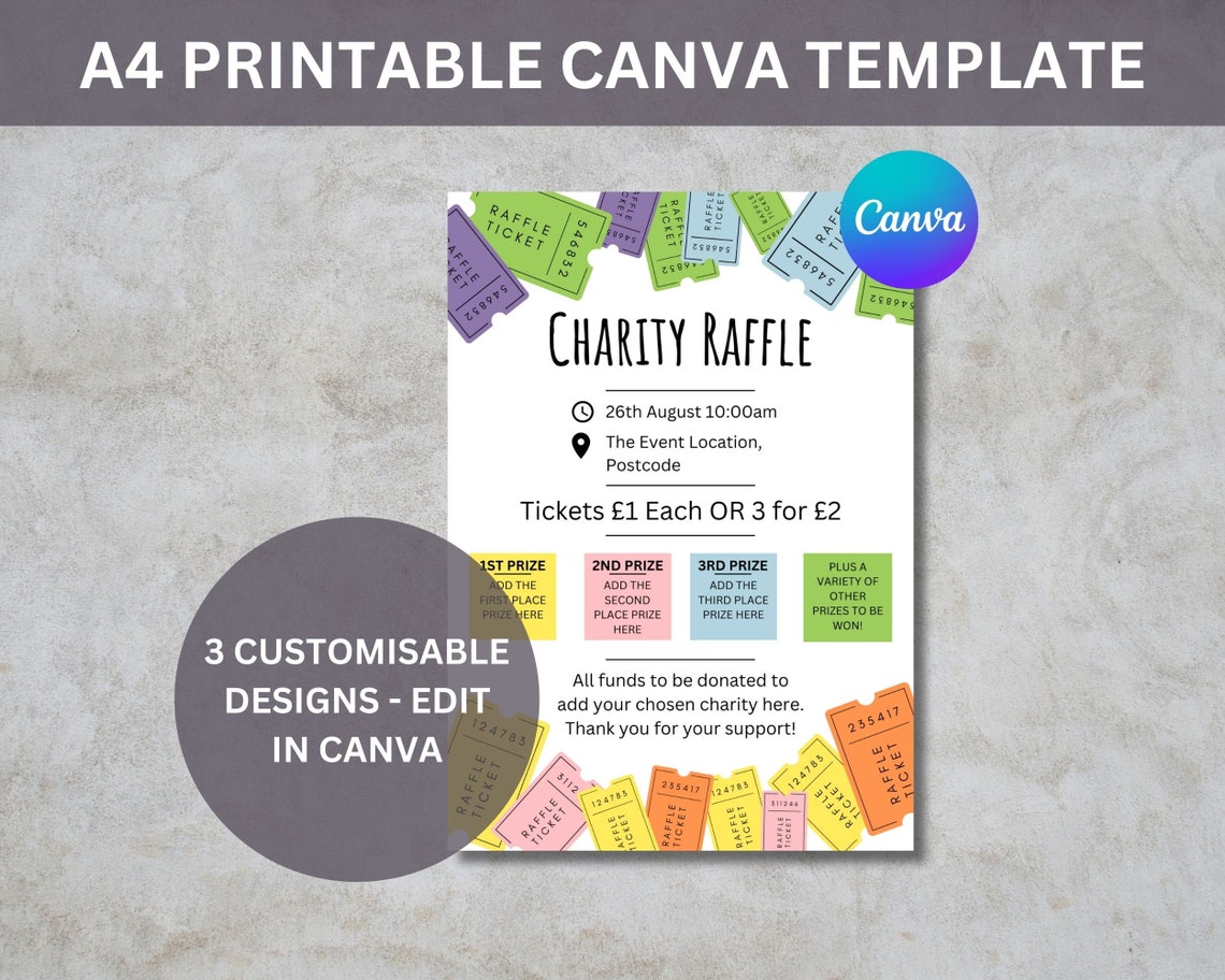 Charity Raffle Flyer, Event Raffle Flyer, Charity Raffle Poster, Event ...
