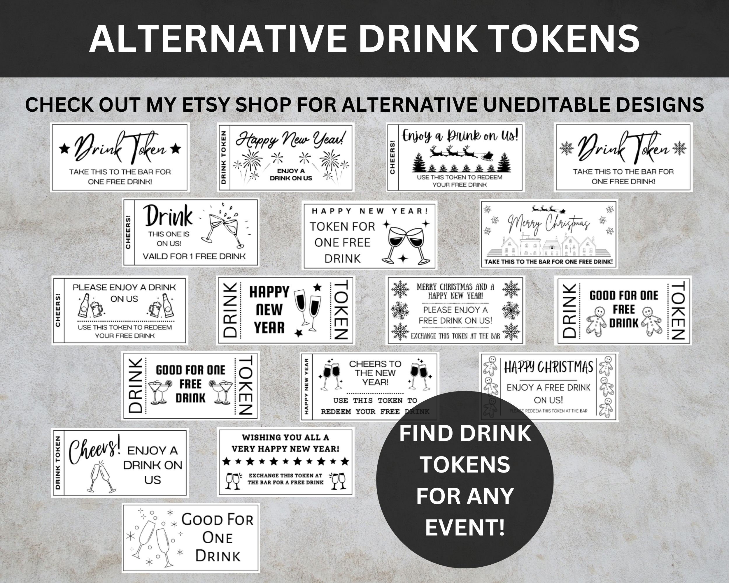 Editable 75th Birthday Drink Tokens, Printable Birthday Drink Tokens ...