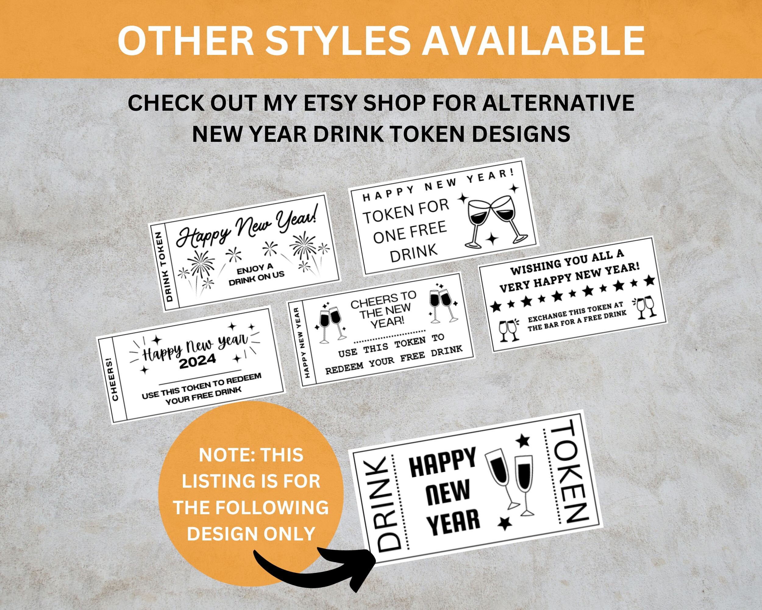 Printable New Year Drink Tokens New Year Party Voucher New - Etsy