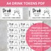 Printable Wedding Drink Tokens: A4 PDF (free Drink) - Etsy