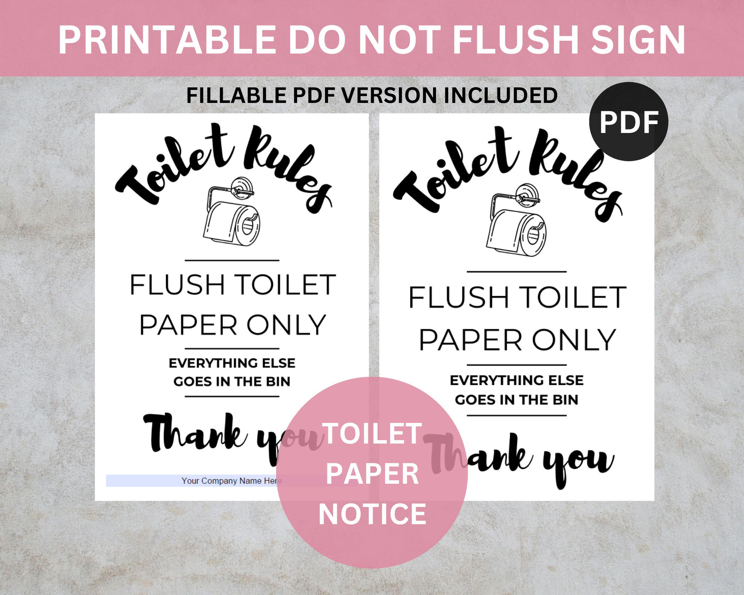 Printable Bathroom Sign for Flushing, A4 Toilet Door Notice - Toilet ...