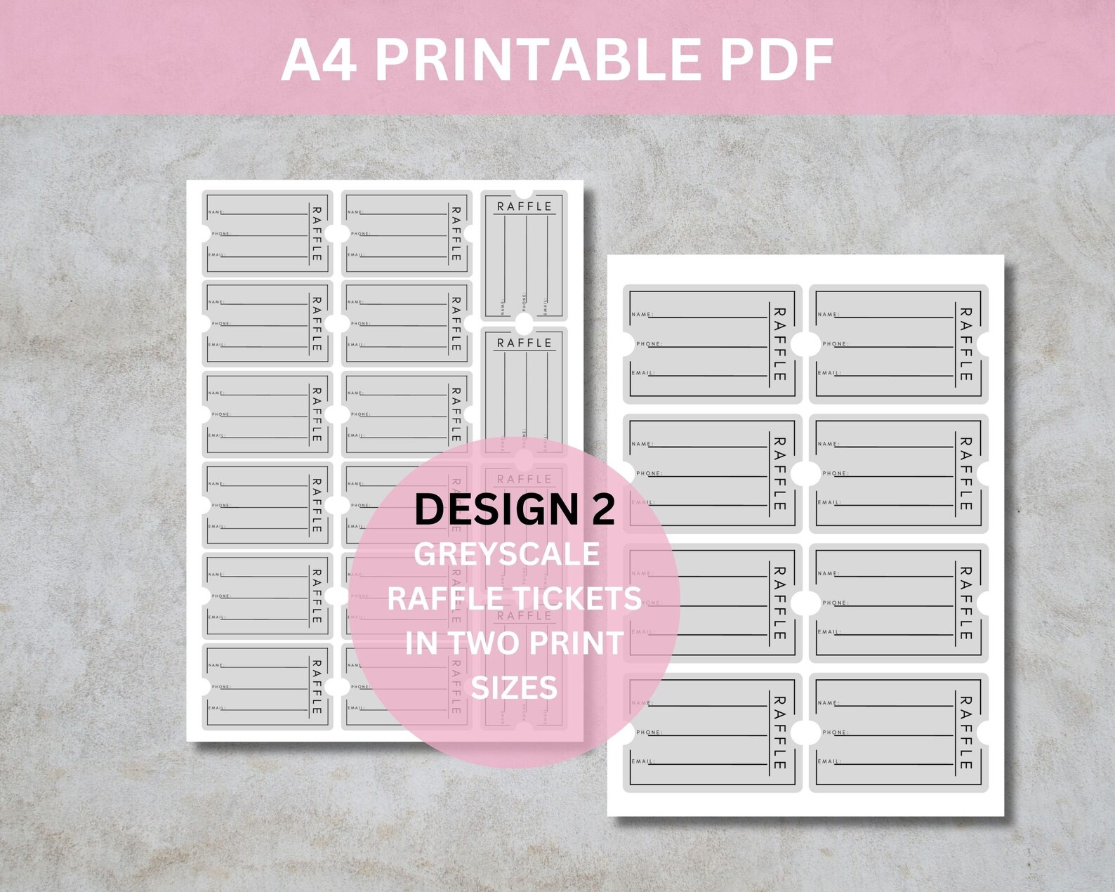 Raffle Ticket Sheet, Coloured Raffle Tickets, A4 Printable Raffle ...