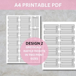 Raffle Ticket Sheet, Coloured Raffle Tickets, A4 Printable Raffle ...