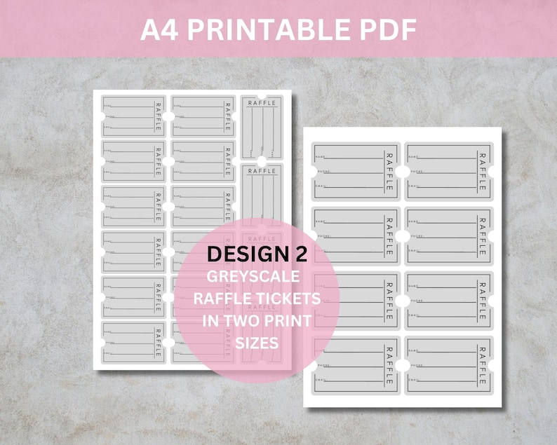 Raffle Ticket Sheet, Coloured Raffle Tickets, A4 Printable Raffle ...